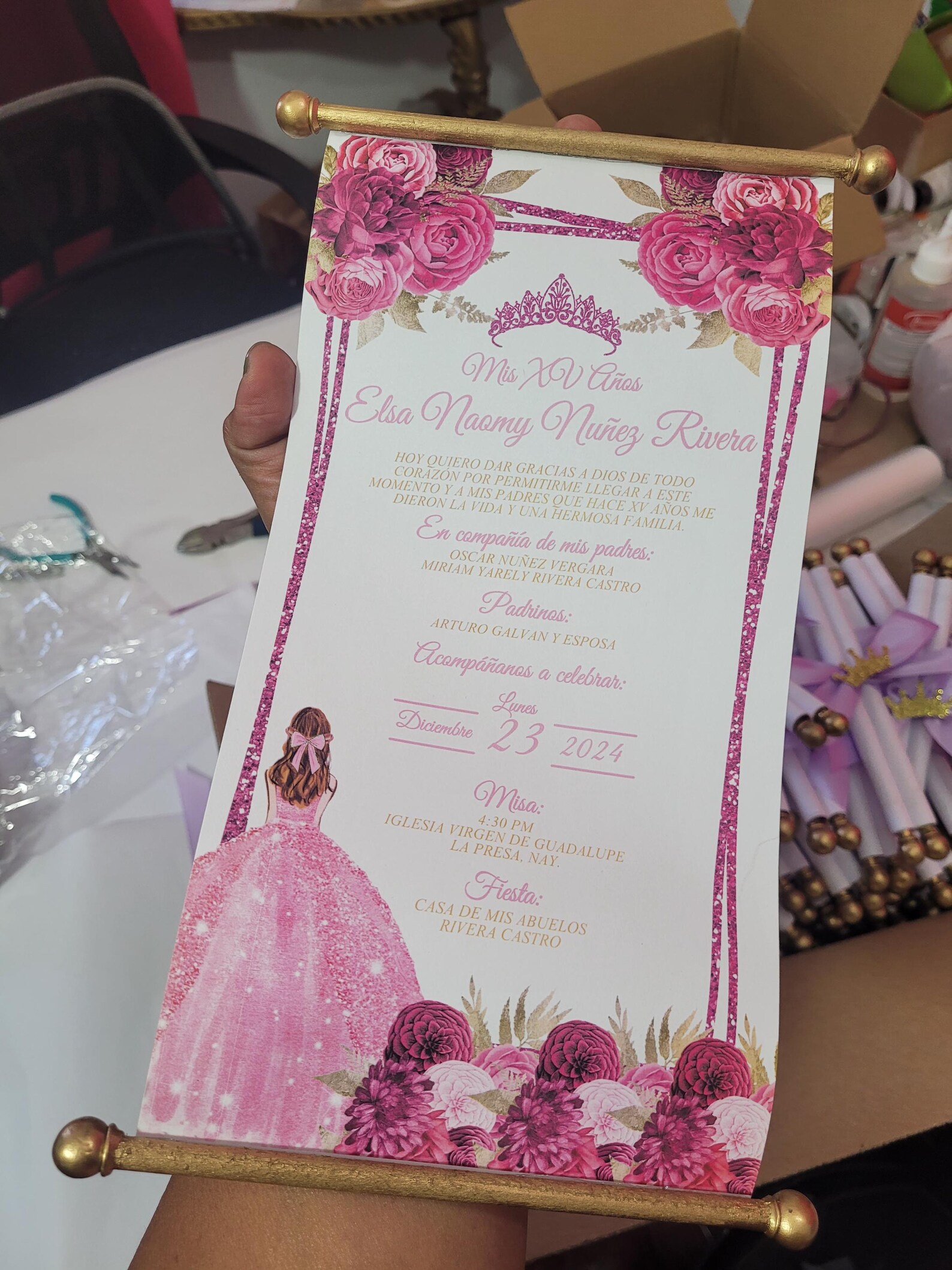 Pink and Lilac Parchment Invitation, Pink and Lilac Scroll Invitations ...