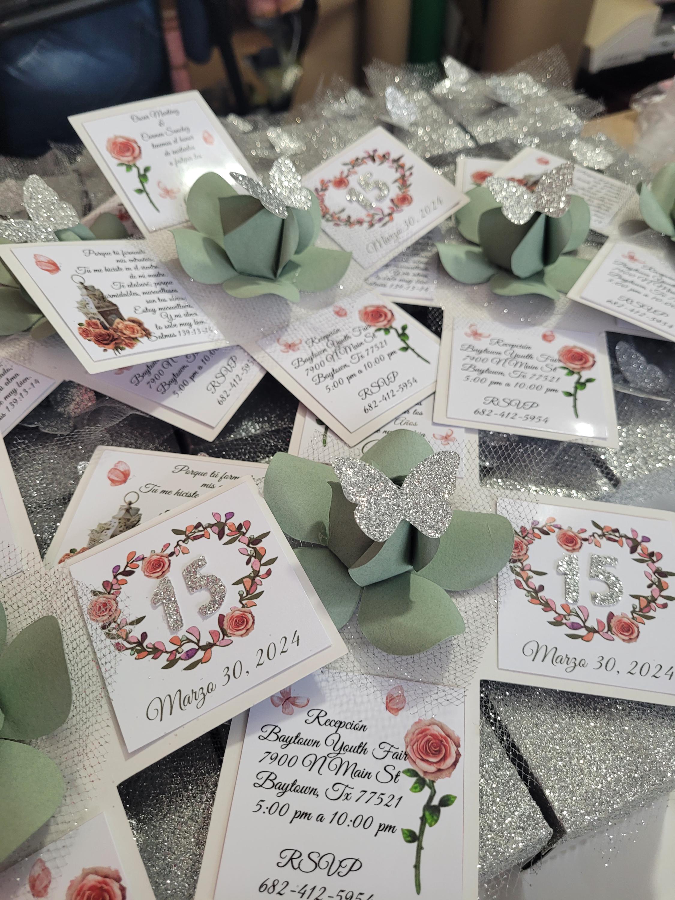 Handmade Quinceañera Box Invitation, Silver Butterflies, Sage Green ...