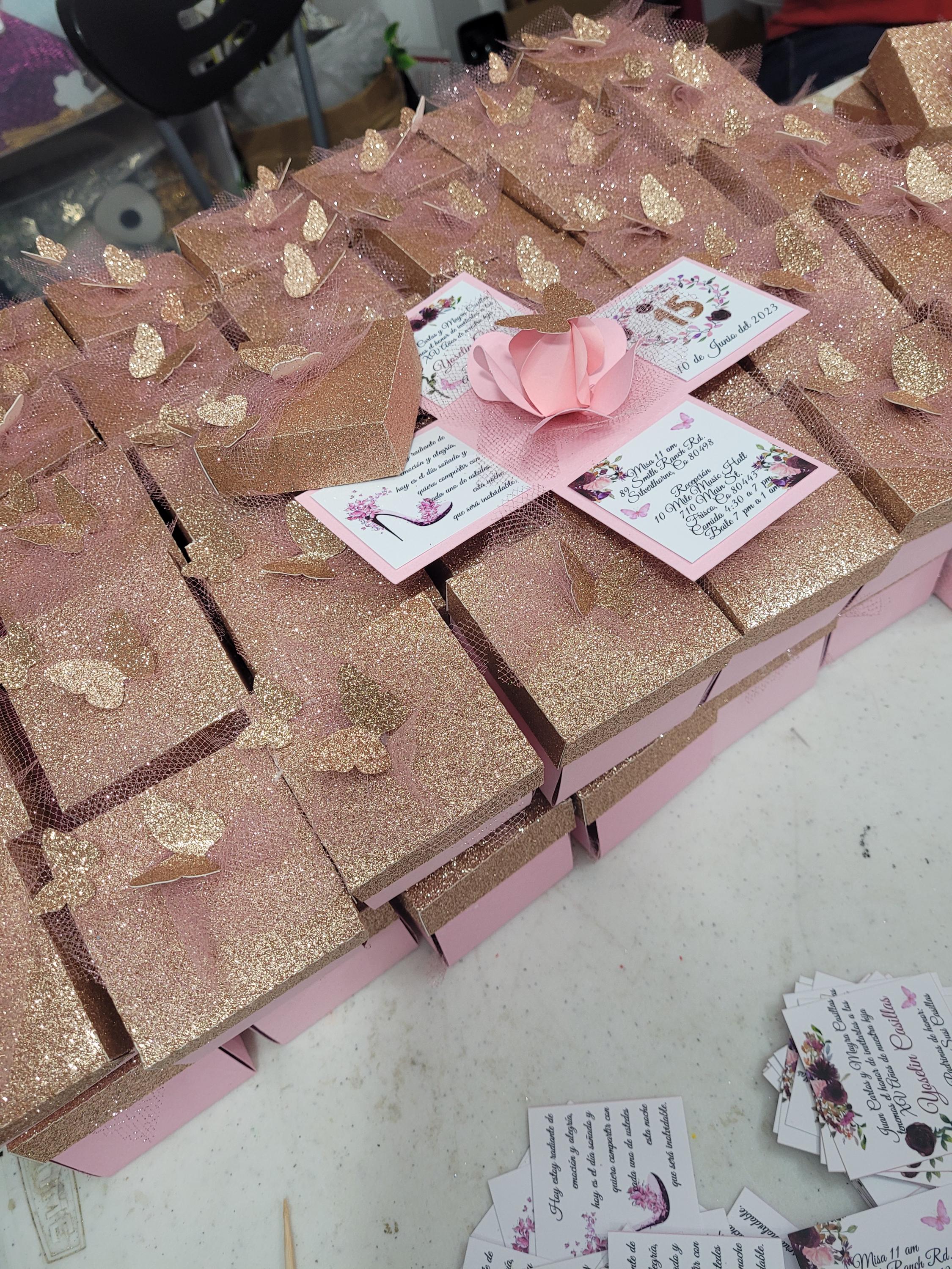 Quinceañera Box Invitations, Handmade Flower, Rose Gold Butterfly - Etsy