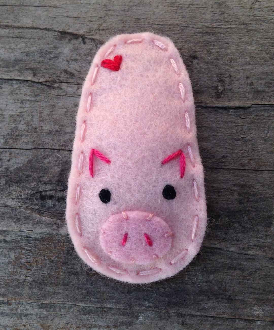 Felt Hair Clip, No Slip, Animal Series Pig, Piggie, Pink, Girls Hair ...