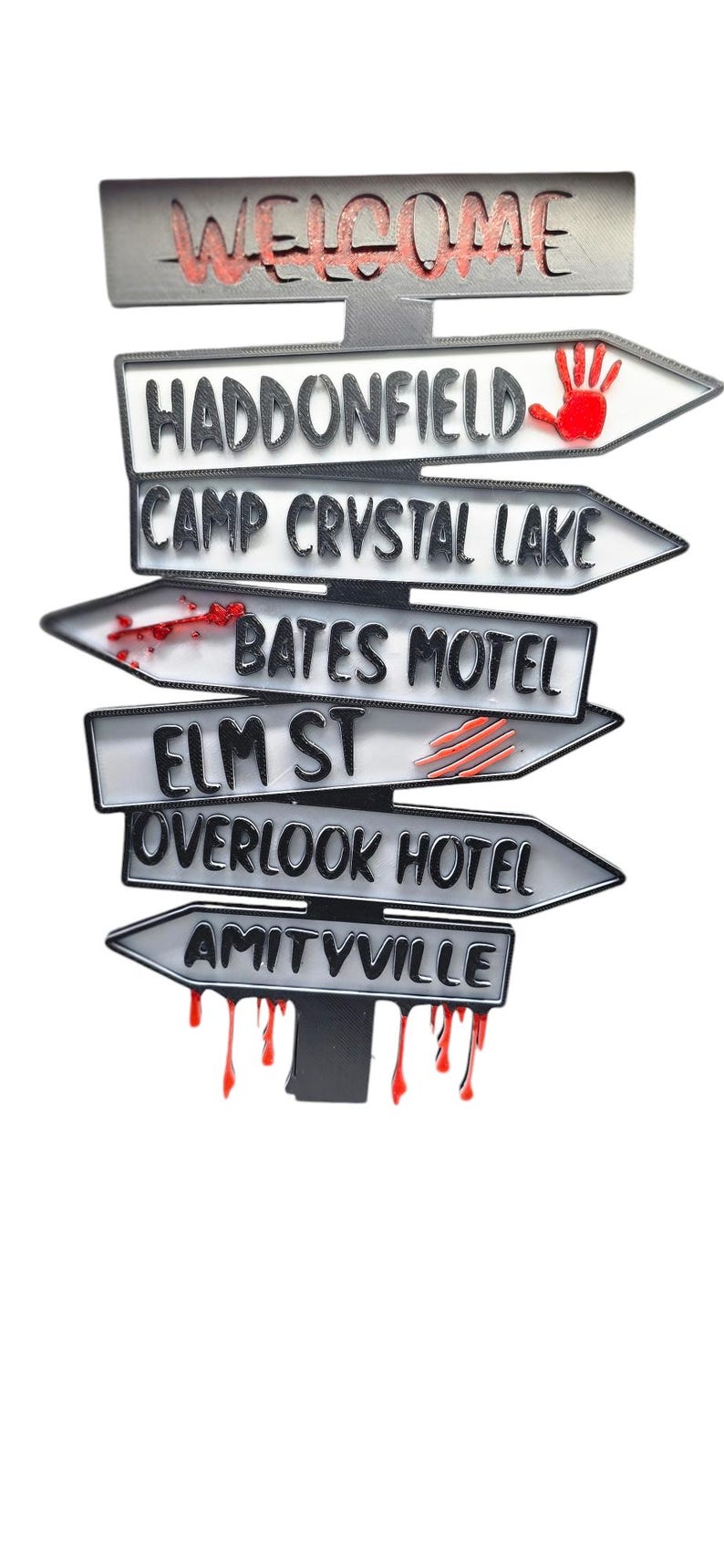 Horror Direction Sign – Vintage Style Scary Places Wall Decor ...