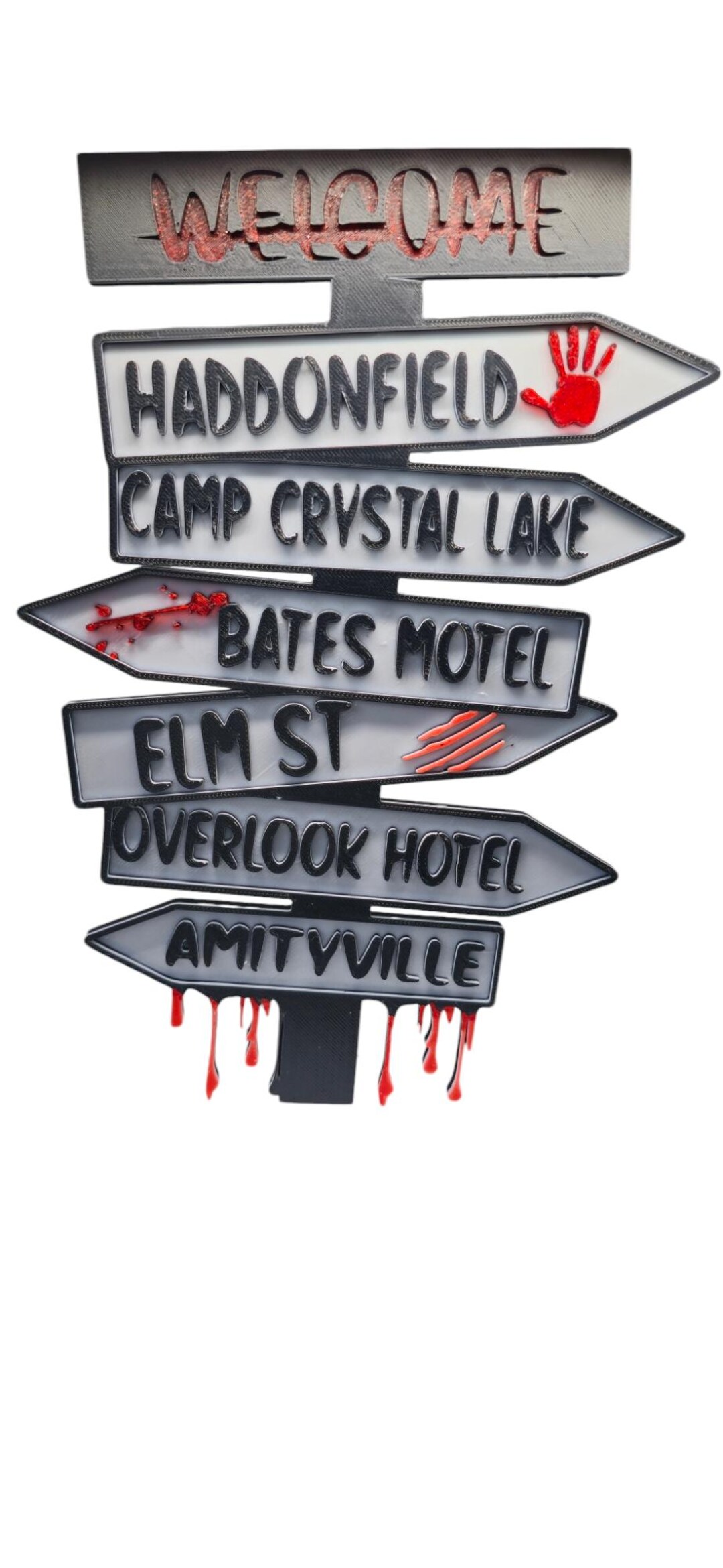 Horror Direction Sign – Vintage Style Scary Places Wall Decor ...