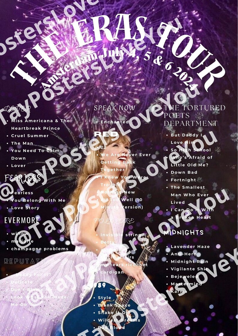 Eras Tour Poster Amsterdam - Etsy
