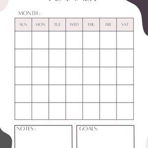 PDF Printable Monthly Calendar Digital Download Monthly Calendar ...
