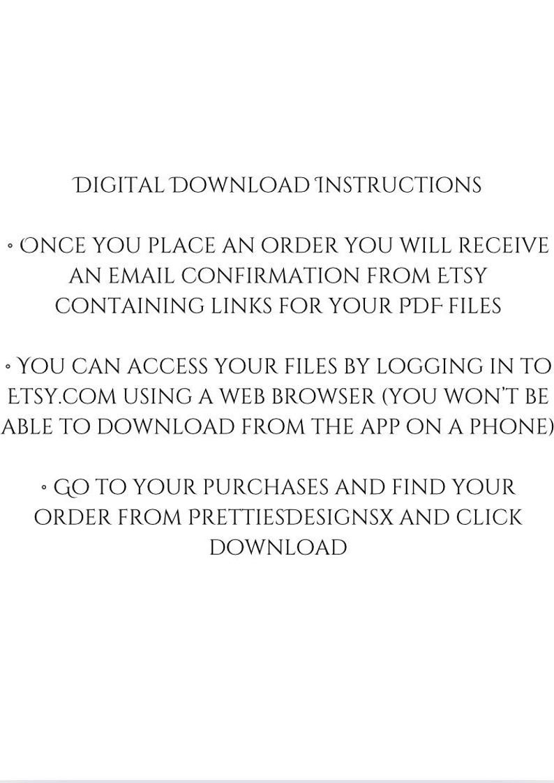 PDF Printable Monthly Calendar Digital Download Monthly Calendar ...