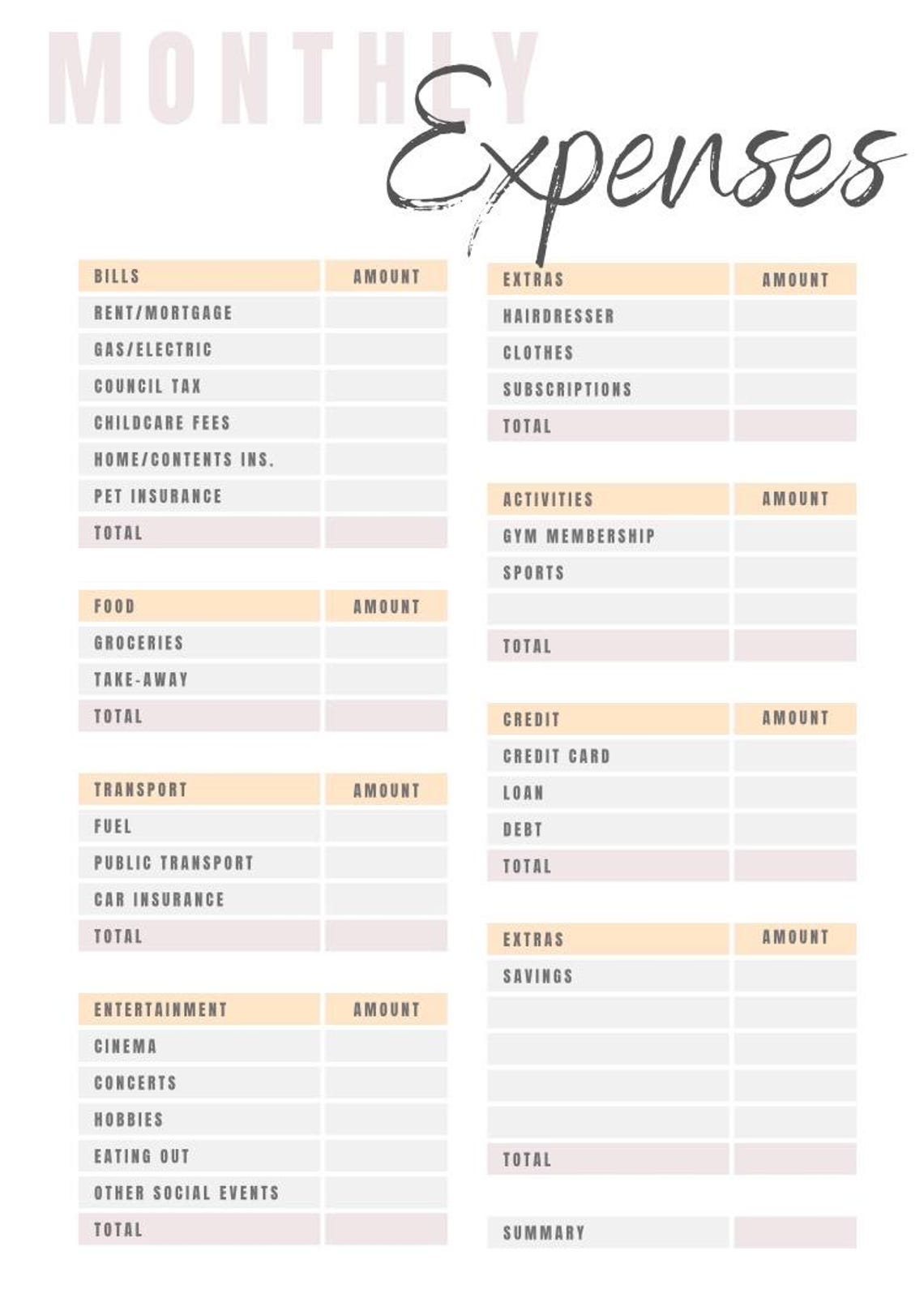 Digital Download Budget Planner, PDF Printable Budget Planner, Simple ...