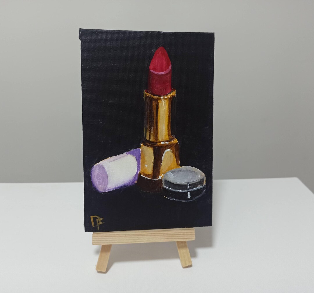 Original Lipstick Still Life: Mini Acrylic Painting (4x6 In) - Etsy