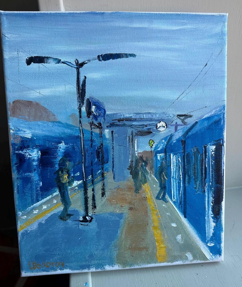 Train Station Cityscape Painting Original Oil Painting 25x30cm - Etsy