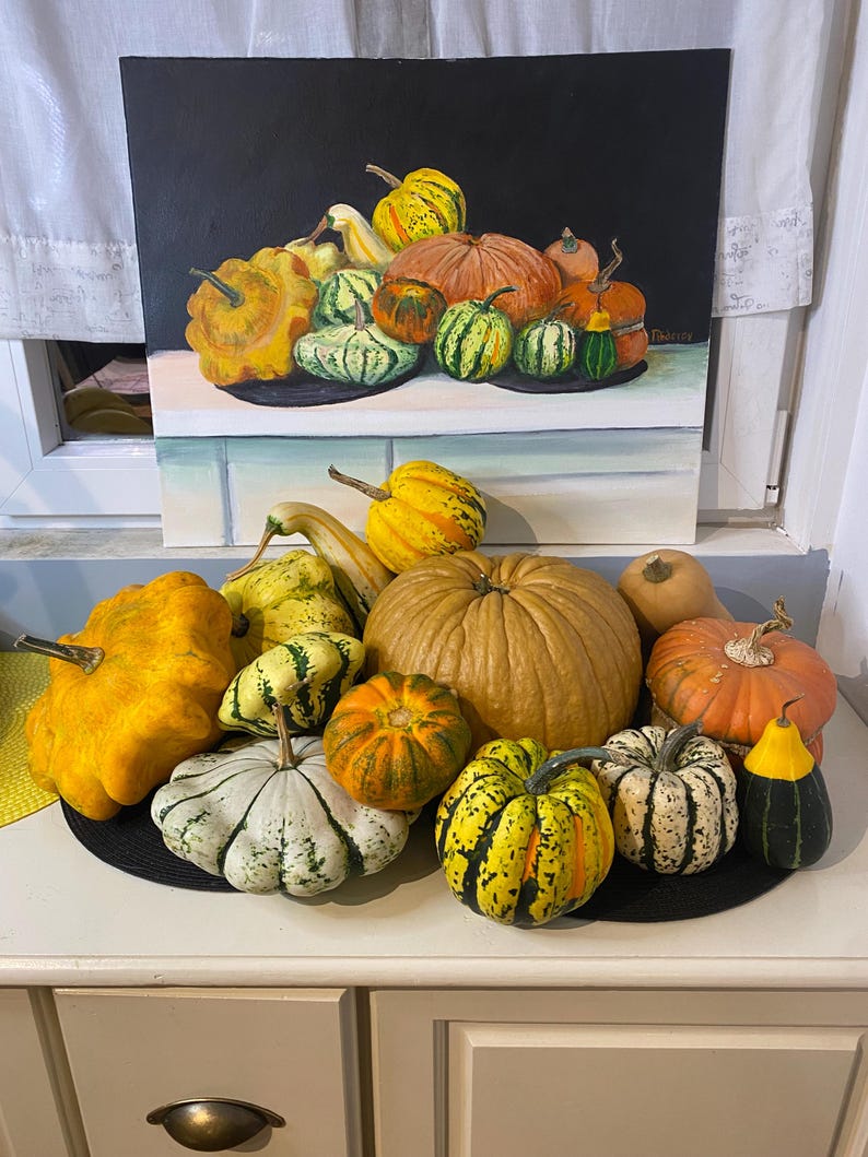 Still Life With Different Pumpkins. Original Acrylic Painting 50x60cm ...