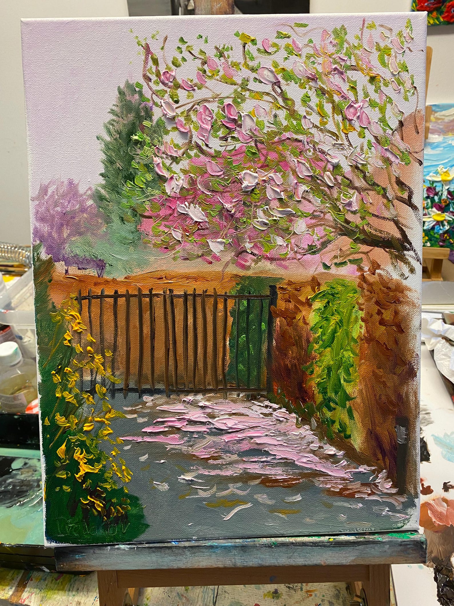 Magnolia and the Gate. Original Oil Painting 30x40cm - Etsy