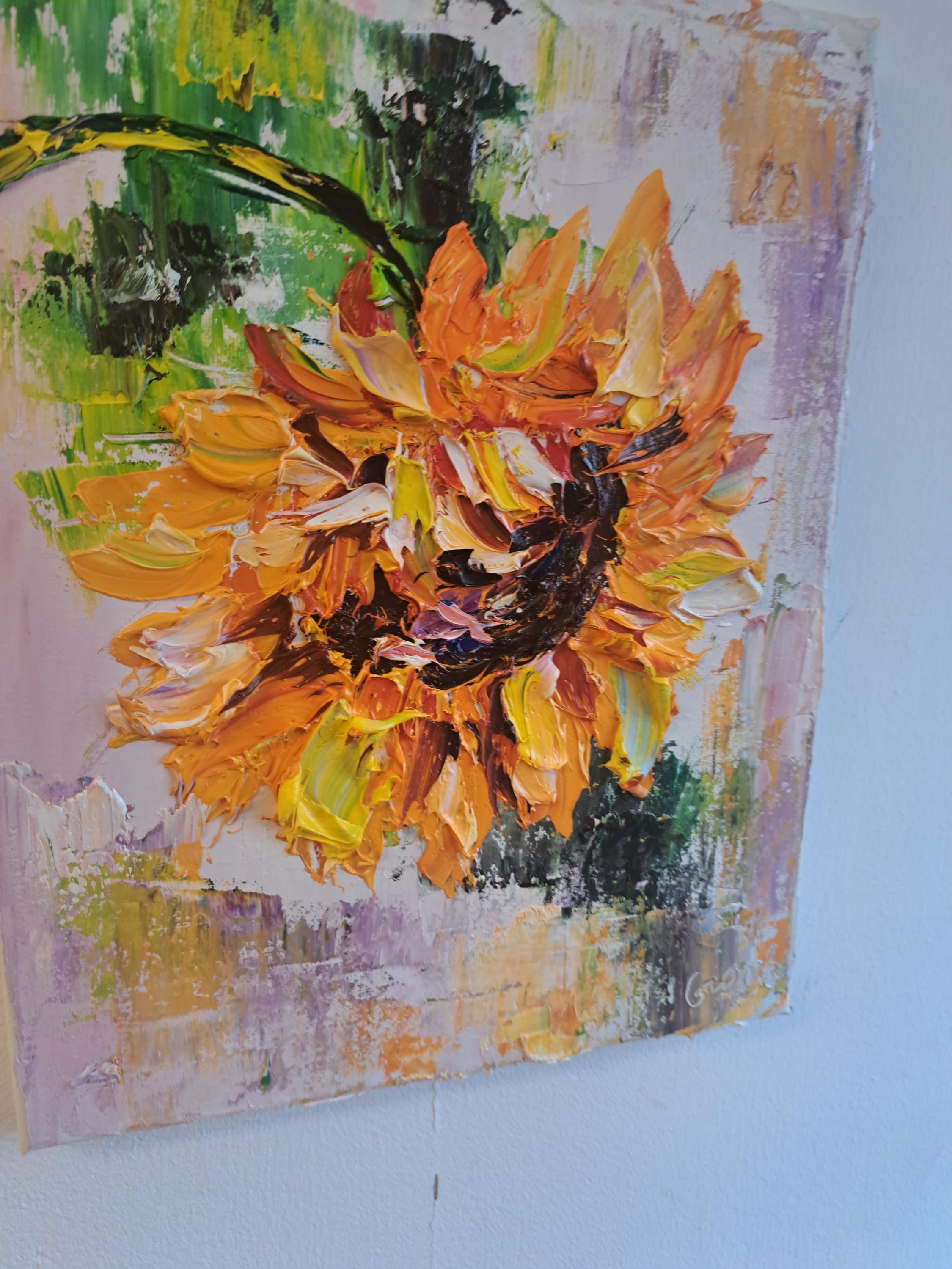 Sunflower Yellow Flower Still Life Original Oil Painting 24x30cm - Etsy