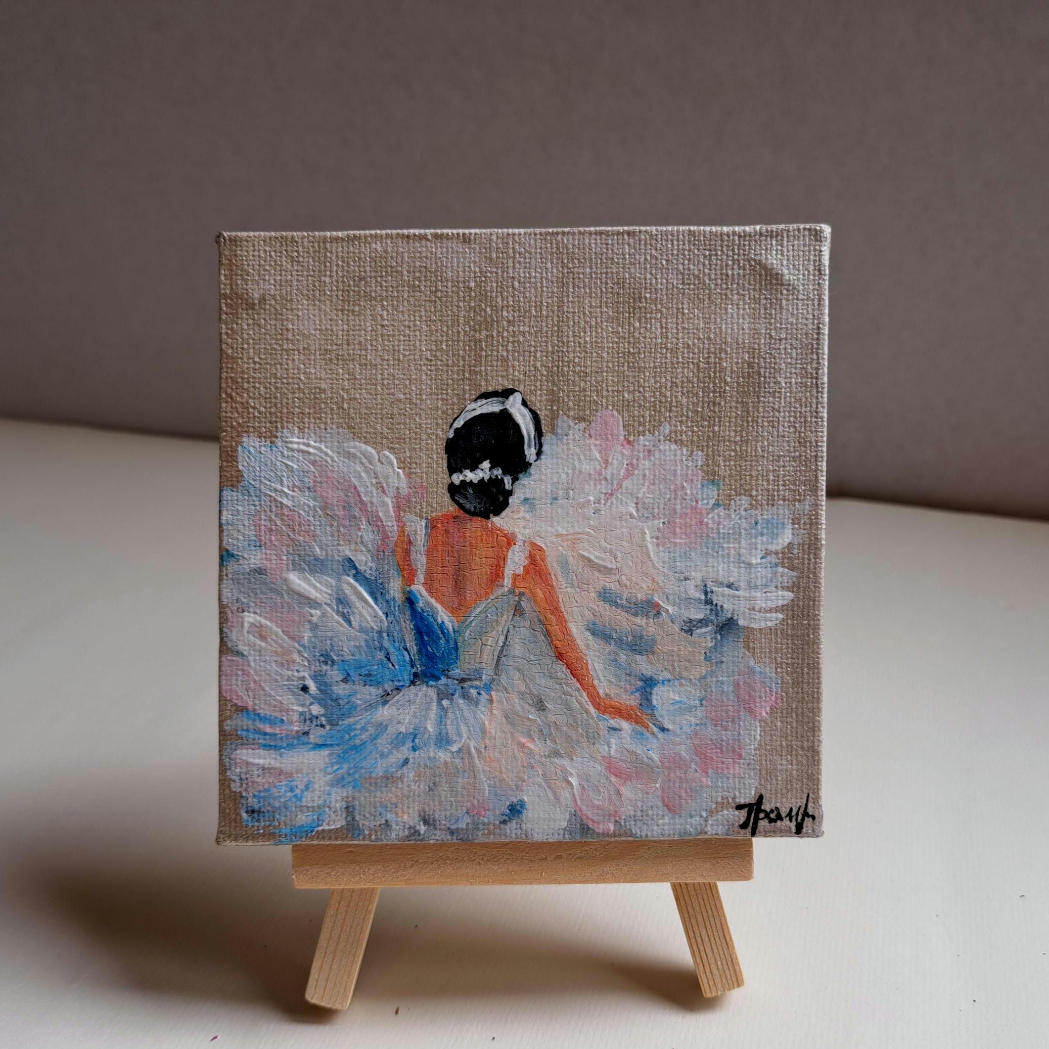 Ballet Ballerina Ballet Tutu Original Acrylic Painting 4x4 Fine Art ...