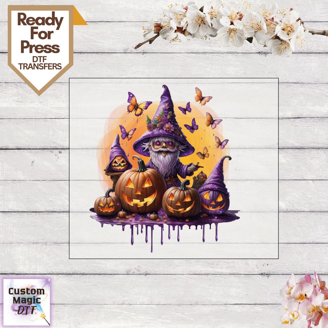 Purple Cap Dwarf Pumpkin Ready to Press, Halloween Pumpkin Dtf ...