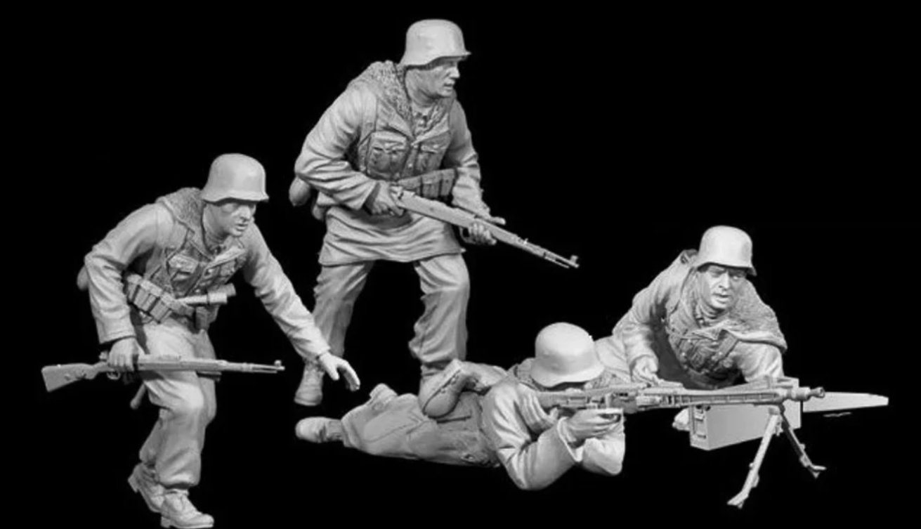 1/35 Scale Resin WW2 German Machine Gun Team 4 Figure Eastern Front ...