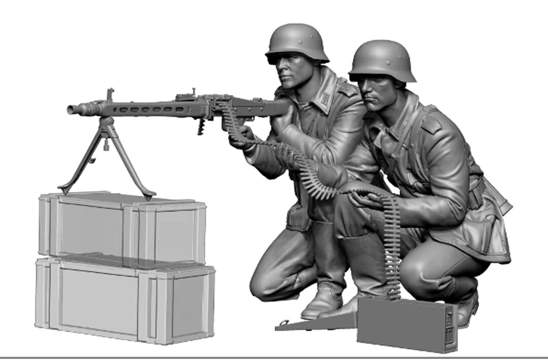 1/35 Scale WW2 German Infantry MG42 Machine Gun Team 2 Figure Resin ...
