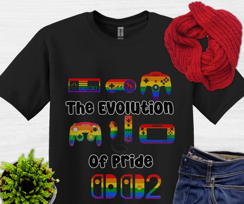 The Evolution of Pride Controller Themed Unisex T-shirt, LGBT Gamer Tee ...