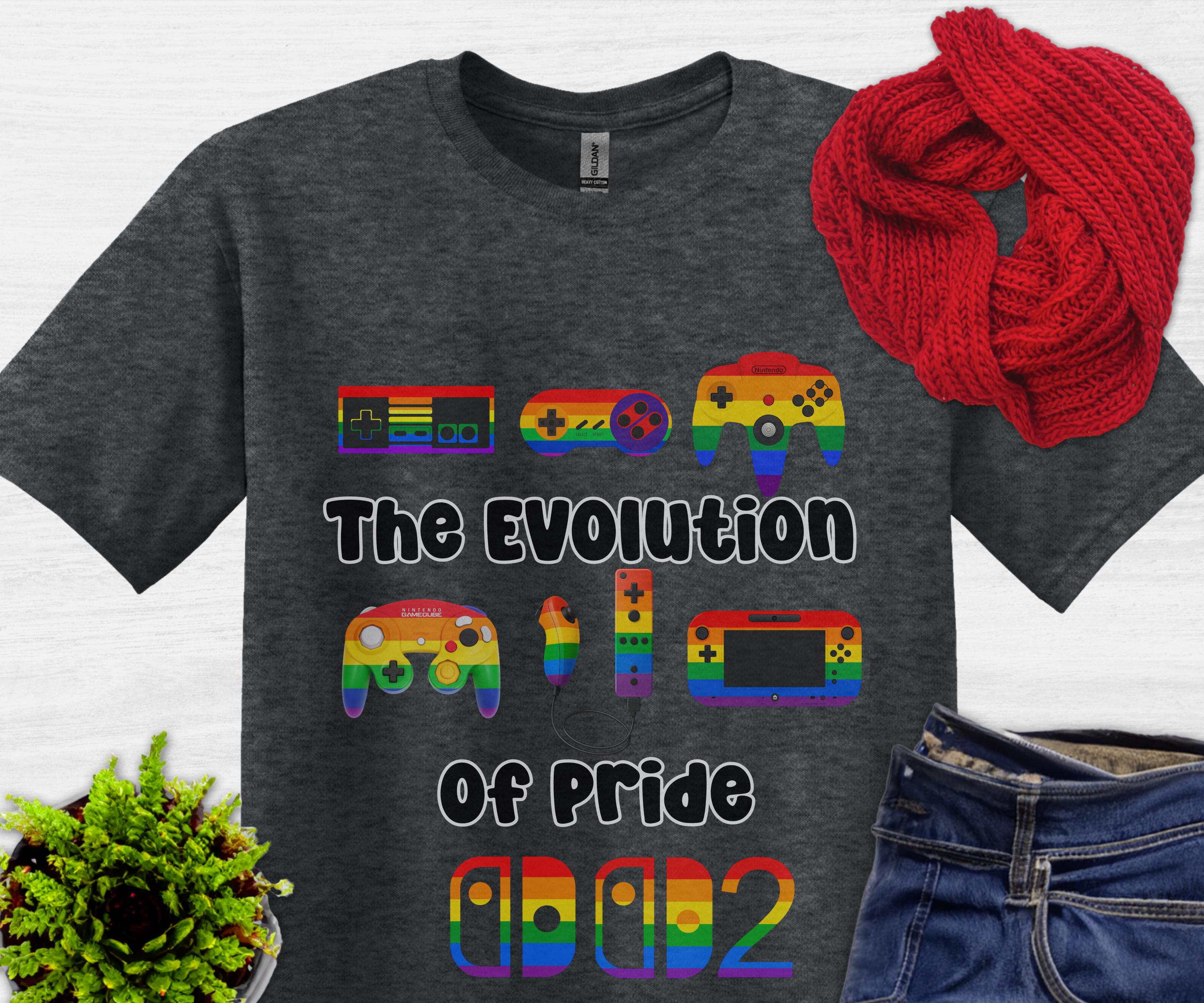 The Evolution of Pride Controller Themed Unisex T-shirt, LGBT Gamer Tee ...