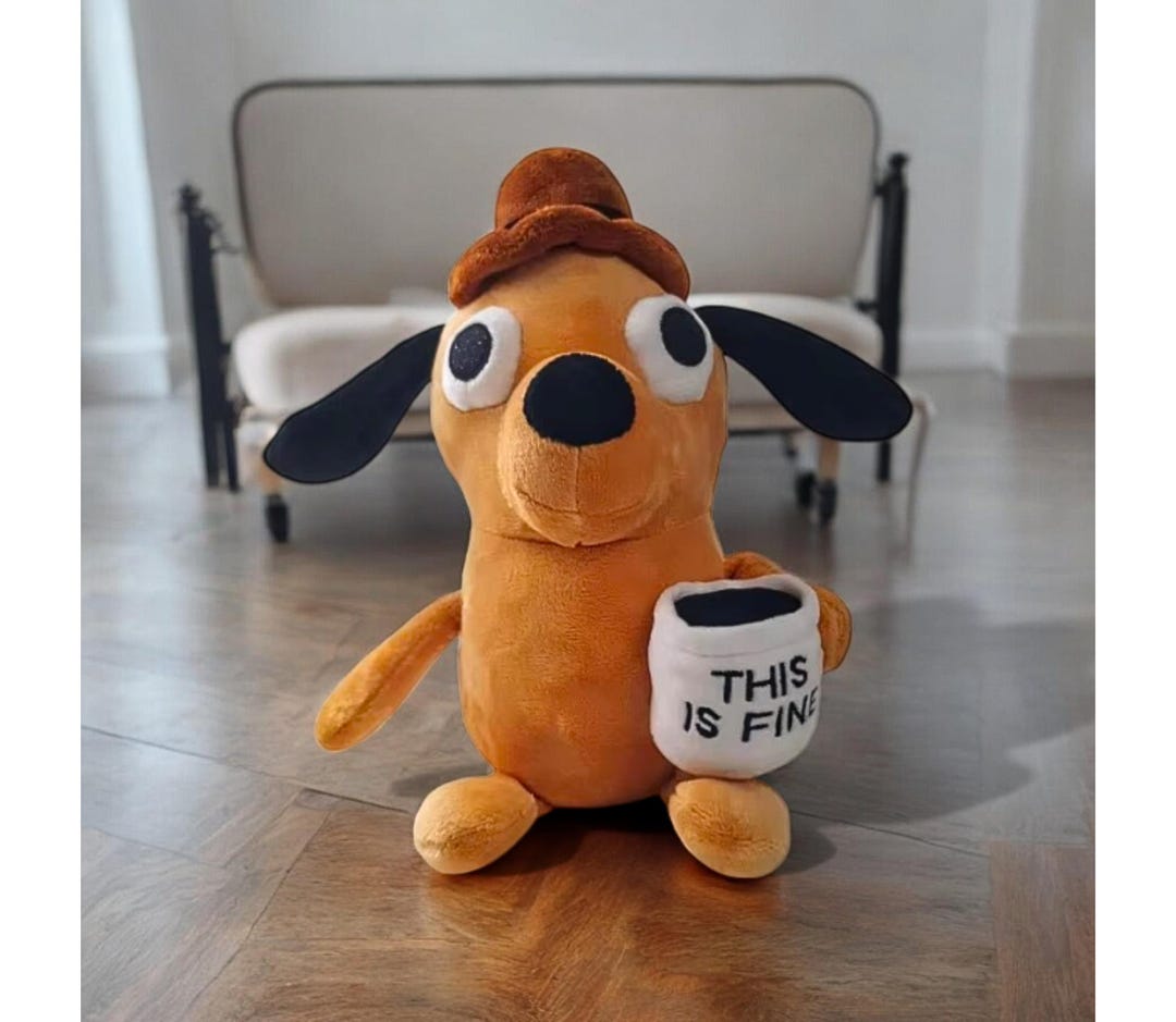 This is Fine Meme Coffee Dog Plush, Coffee Dog Plush Toy, Dog Plushies ...