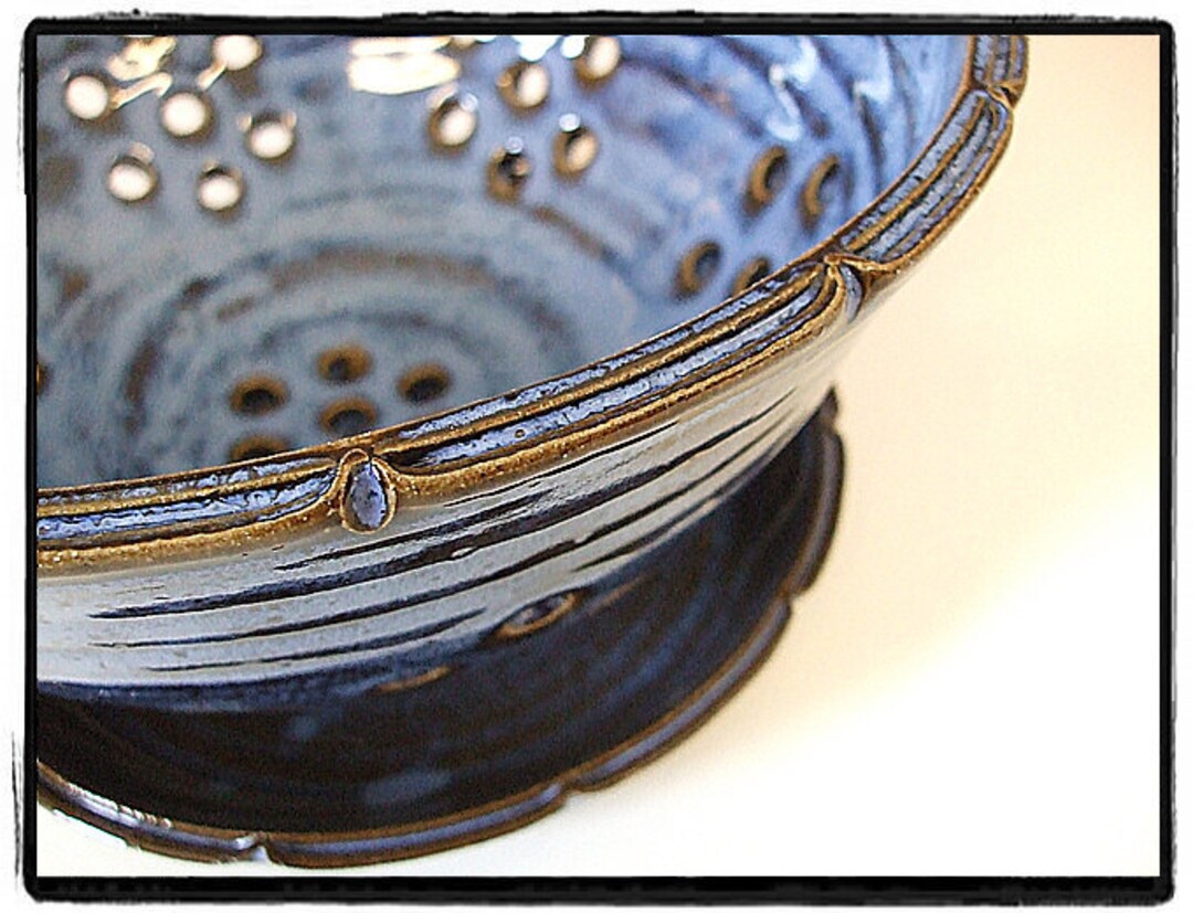 Deep Purple Blue Split Rim Berry Bowl With Plate - Etsy