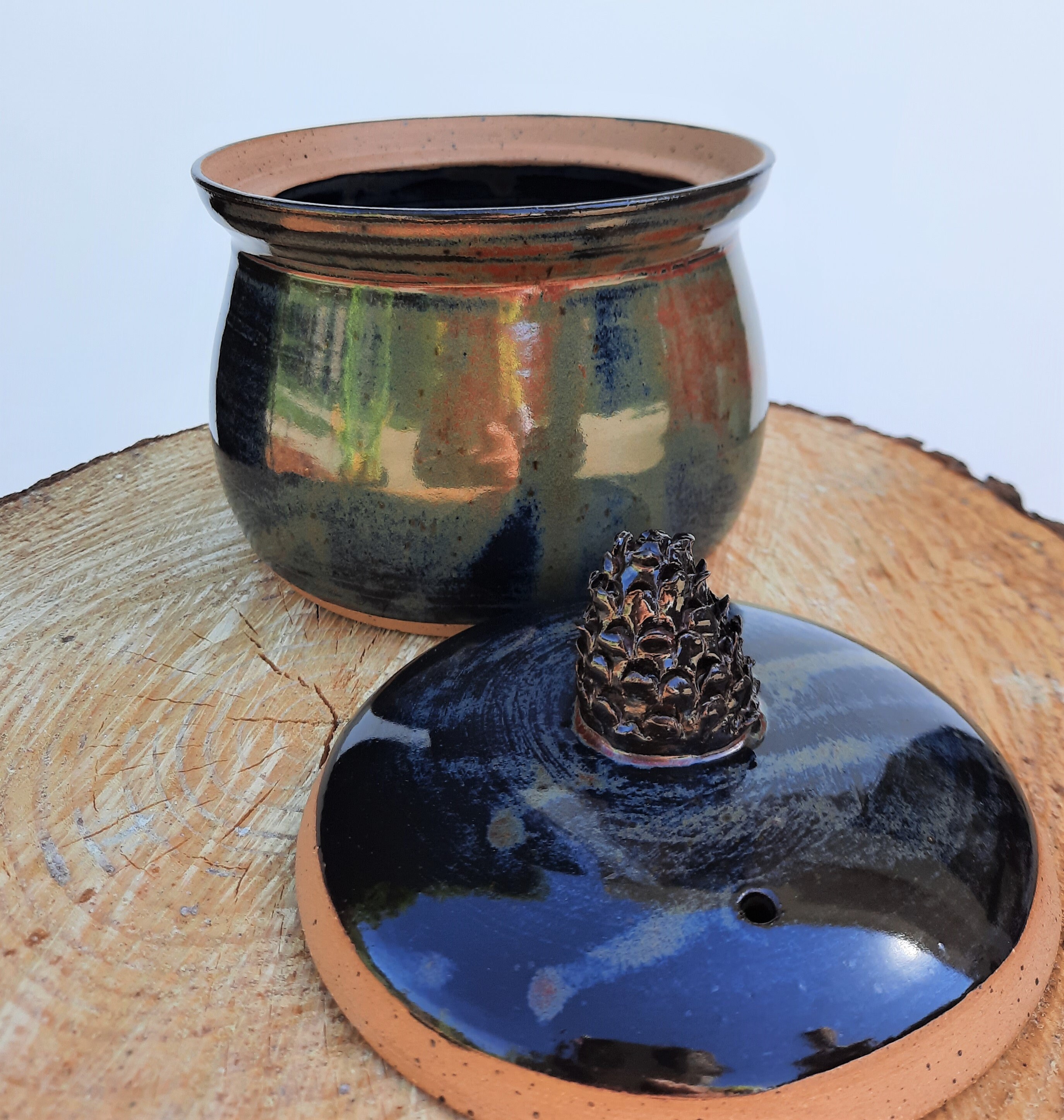 Pinecone Jar in Brown/Red Glaze | Etsy