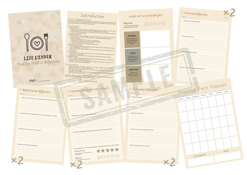 Life Dinner Template - Monthly Relationship Reflection PDF | Digital ...