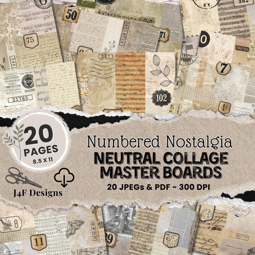 Printable Master Board Collage Papers Neutral Basic Journal Pages ...