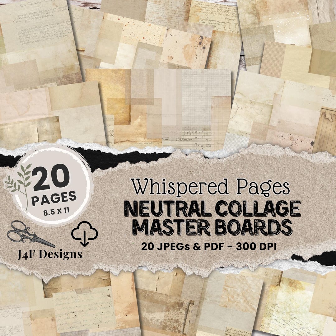 Neutral Collage Printable Junk Journal Master Board Collage Cutting ...