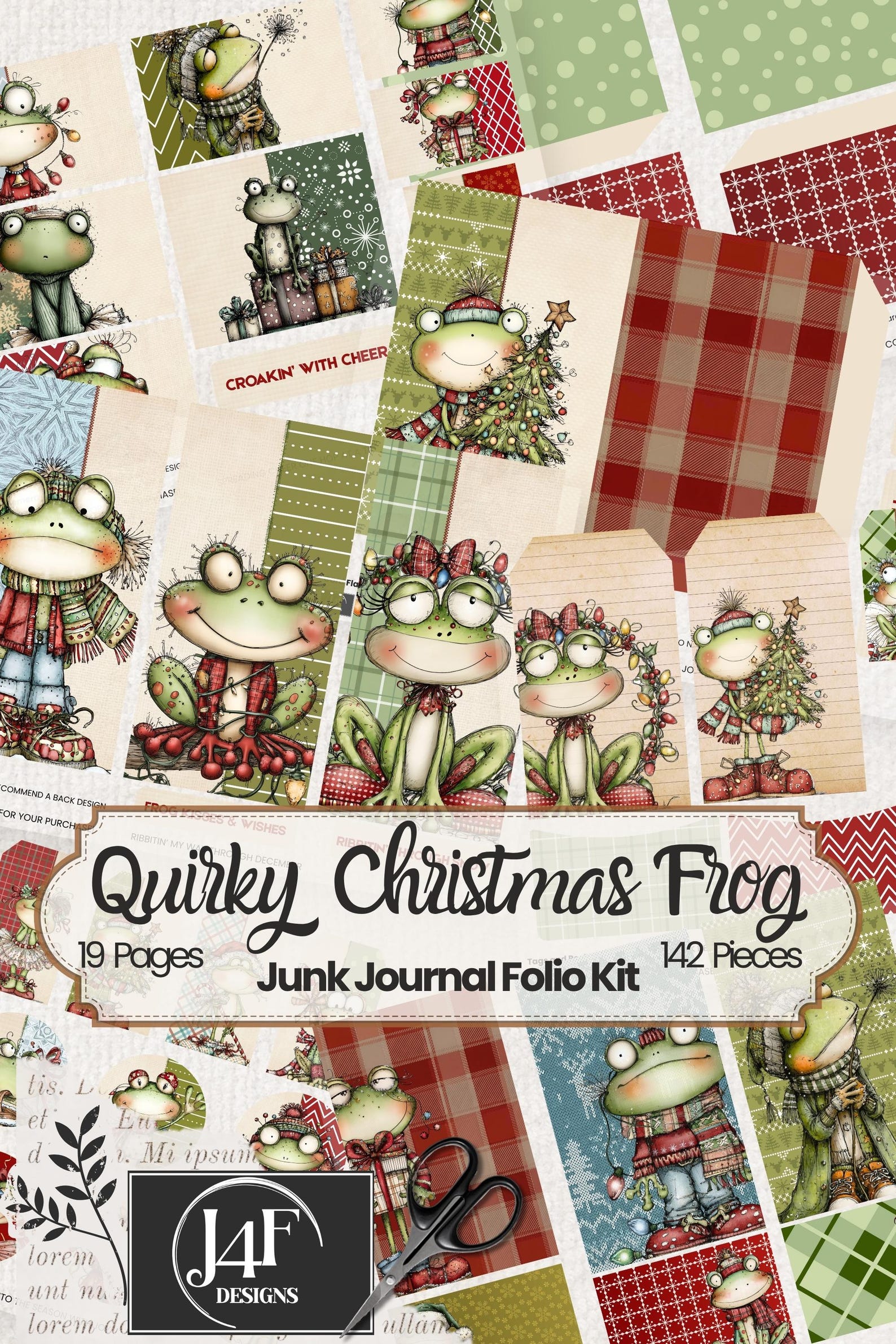 QUIRKY FROG CHRISTMAS Junk Journal Loaded Folio Kit, Digital Downloaded ...