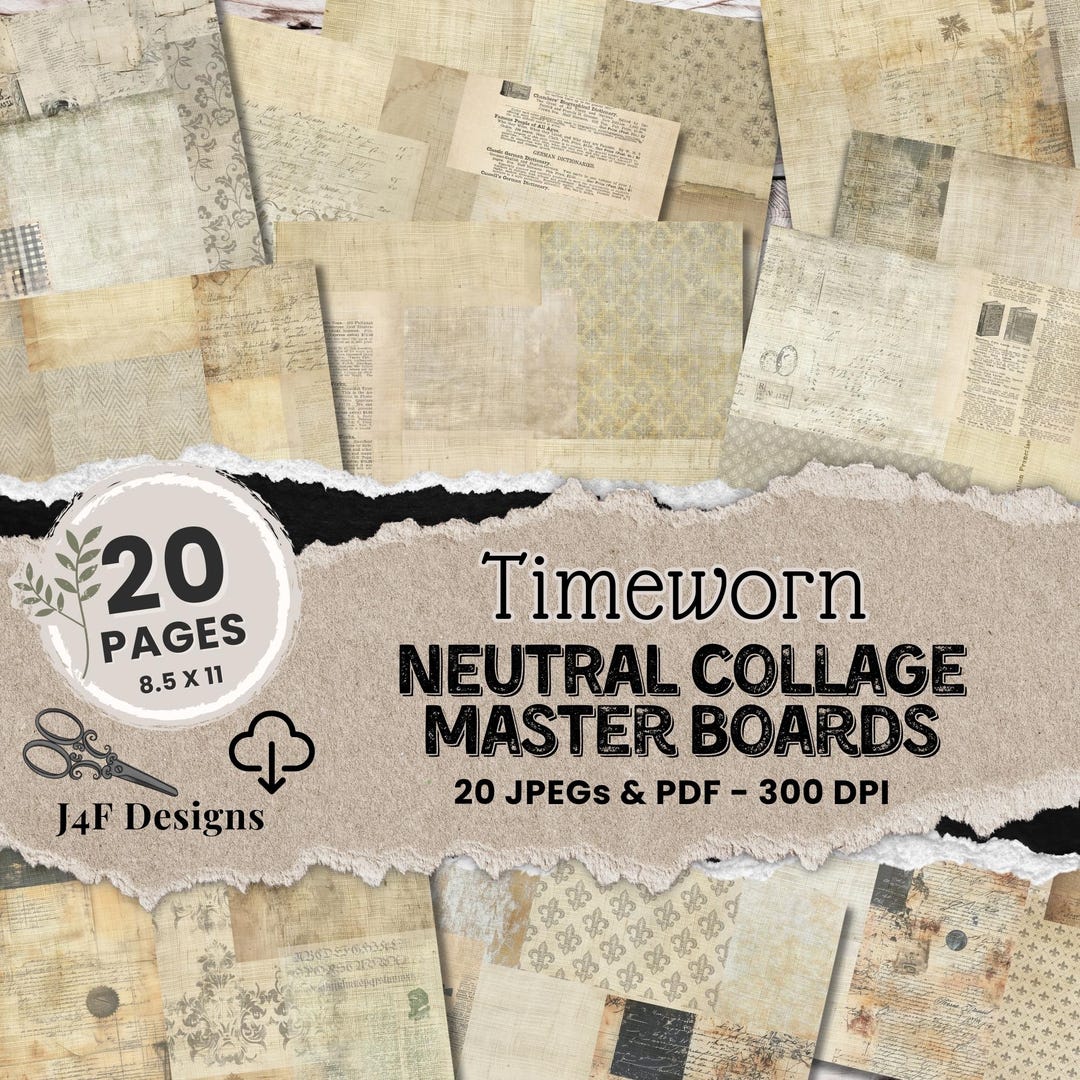 Master Board Collage Cutting Papers Neutral Grungy Scrappy Printing ...