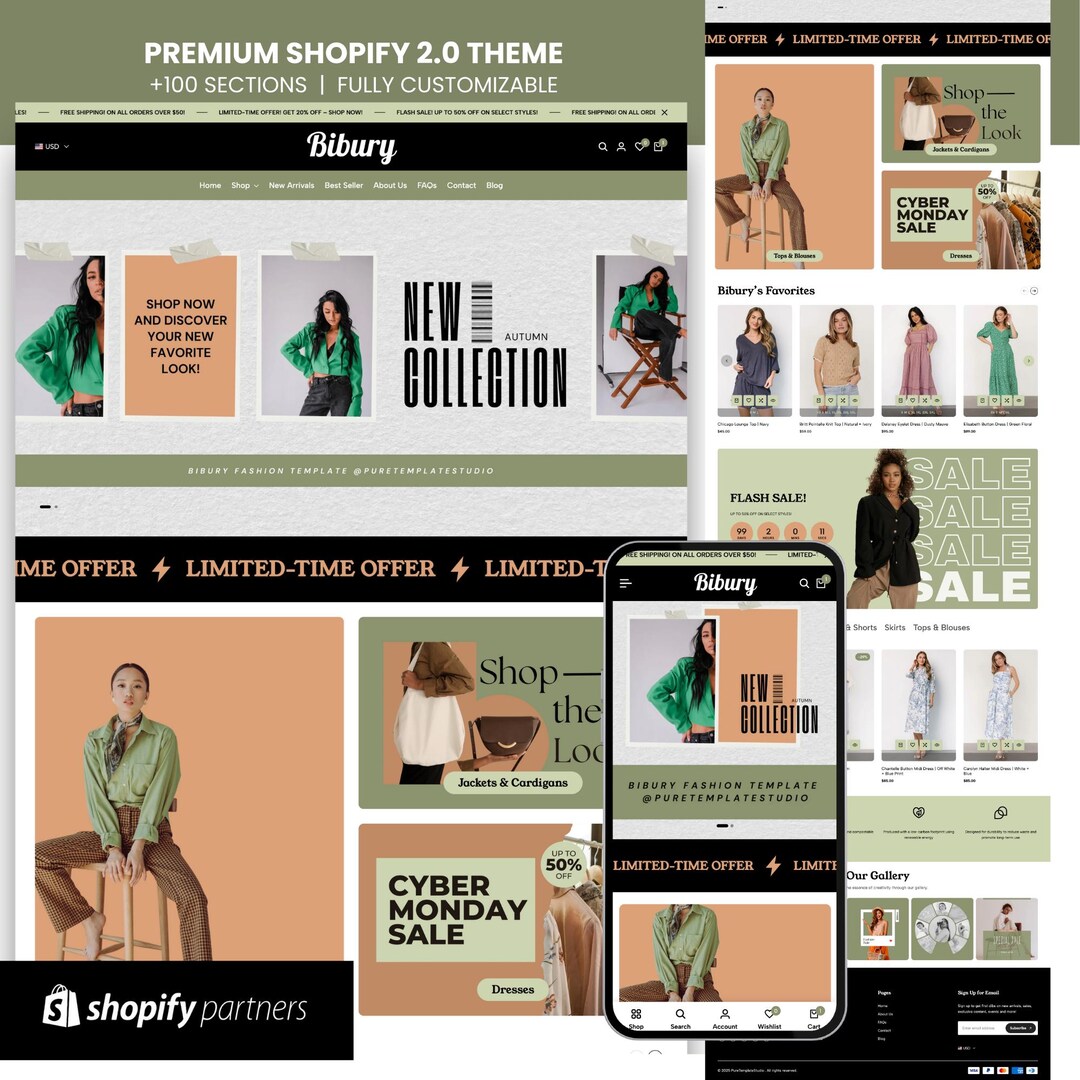 Shopify Theme Fashion Boutique Shopify Theme Sage Green Theme ...
