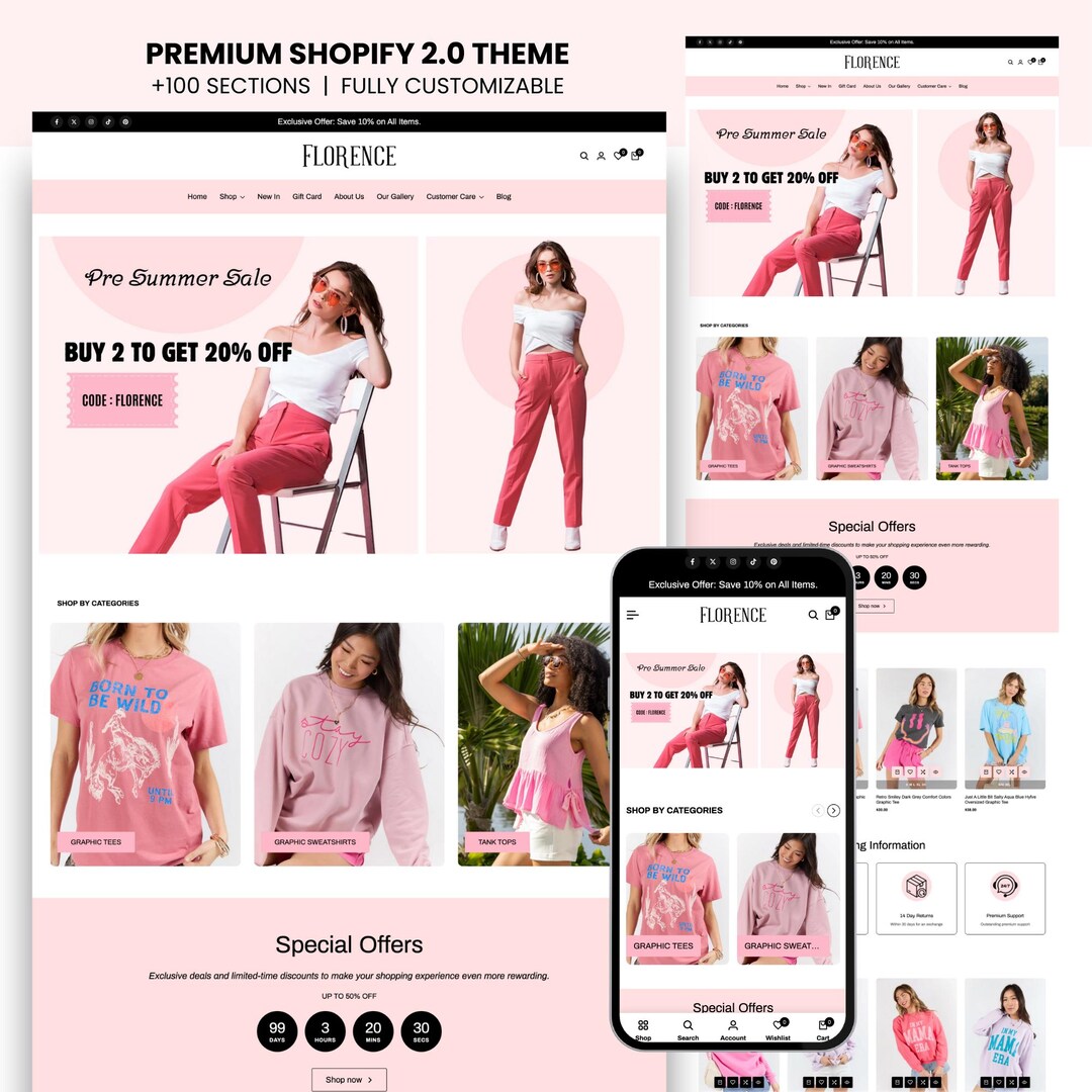 Shopify Theme | Fully Customizable, Feminine, Minimal & Cute Design ...