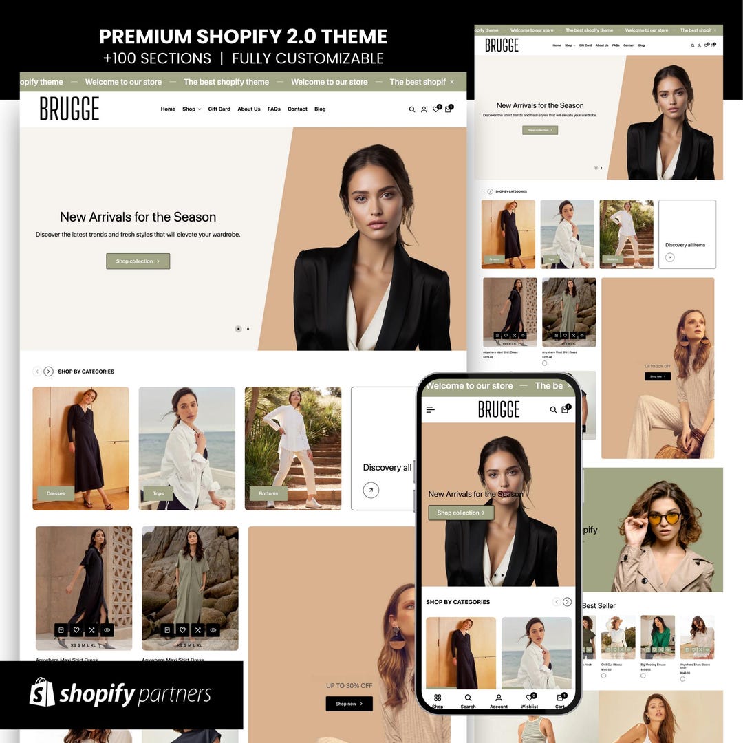 Shopify Theme Fully Customizable, Feminine, Minimal & Cute Design ...