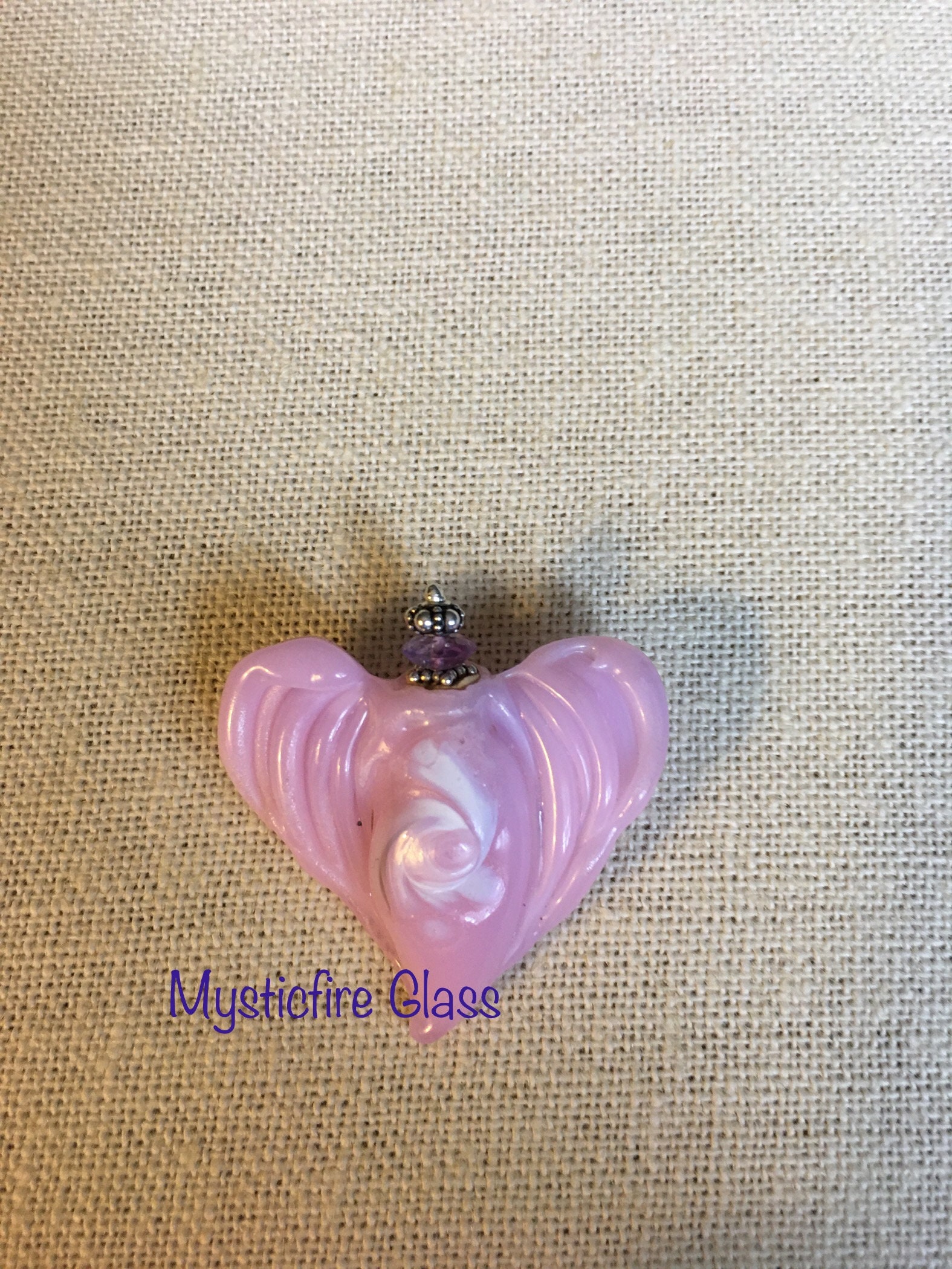 Pink Angel Heart Vial, Murano Glass Heart - Etsy