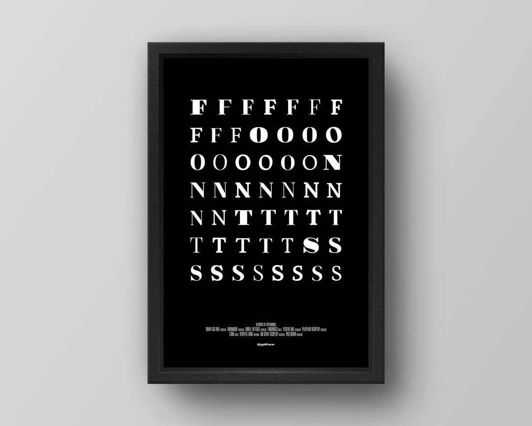 Serif Fonts Typography Movie Poster Monochrome Office Decor Home Decor ...