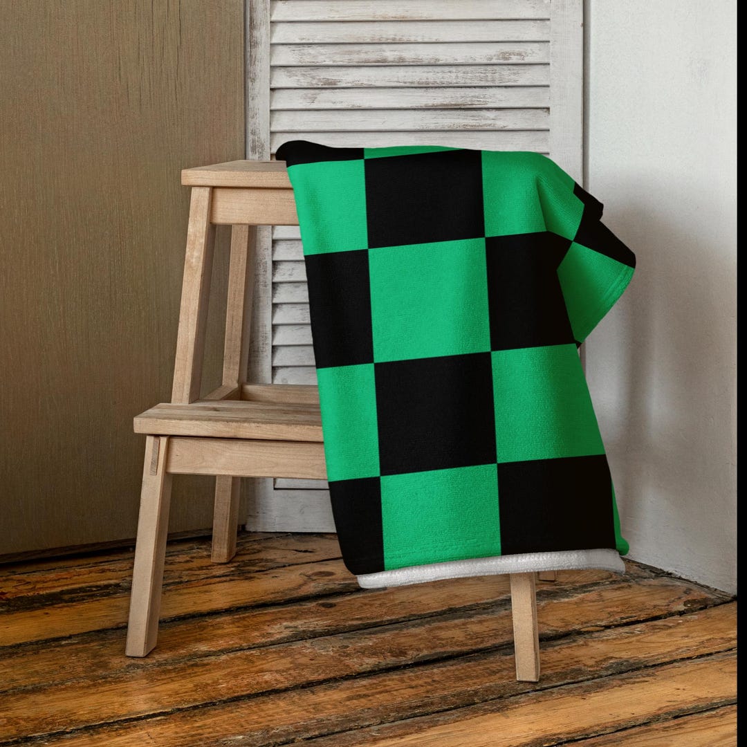 Tanjiro Demon Slayer Checkered Pattern Towel - Etsy