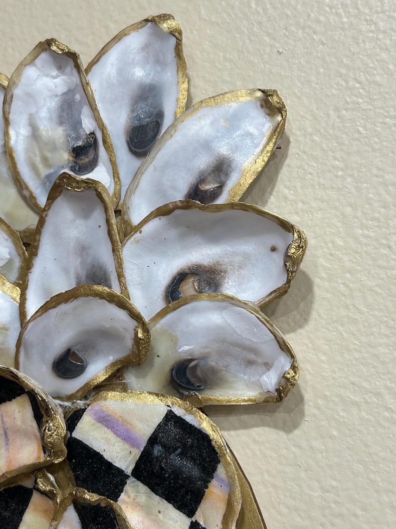 Black and White Checkered Pineapple Oyster Shell Wall Art, Housewarming ...