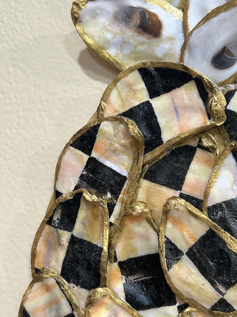 Black and White Checkered Pineapple Oyster Shell Wall Art, Housewarming ...