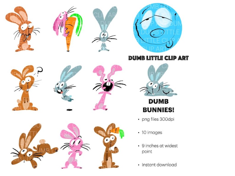 DUMB BUNNIES! Cute Clip Art, Rabbits, Cute, Funny, Expressions Instant ...