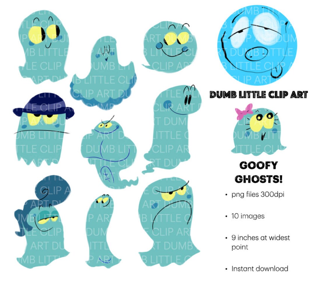GOOFY GHOSTS! Cute Clip Art, Halloween, Cute, Funny, Spooky Instant ...