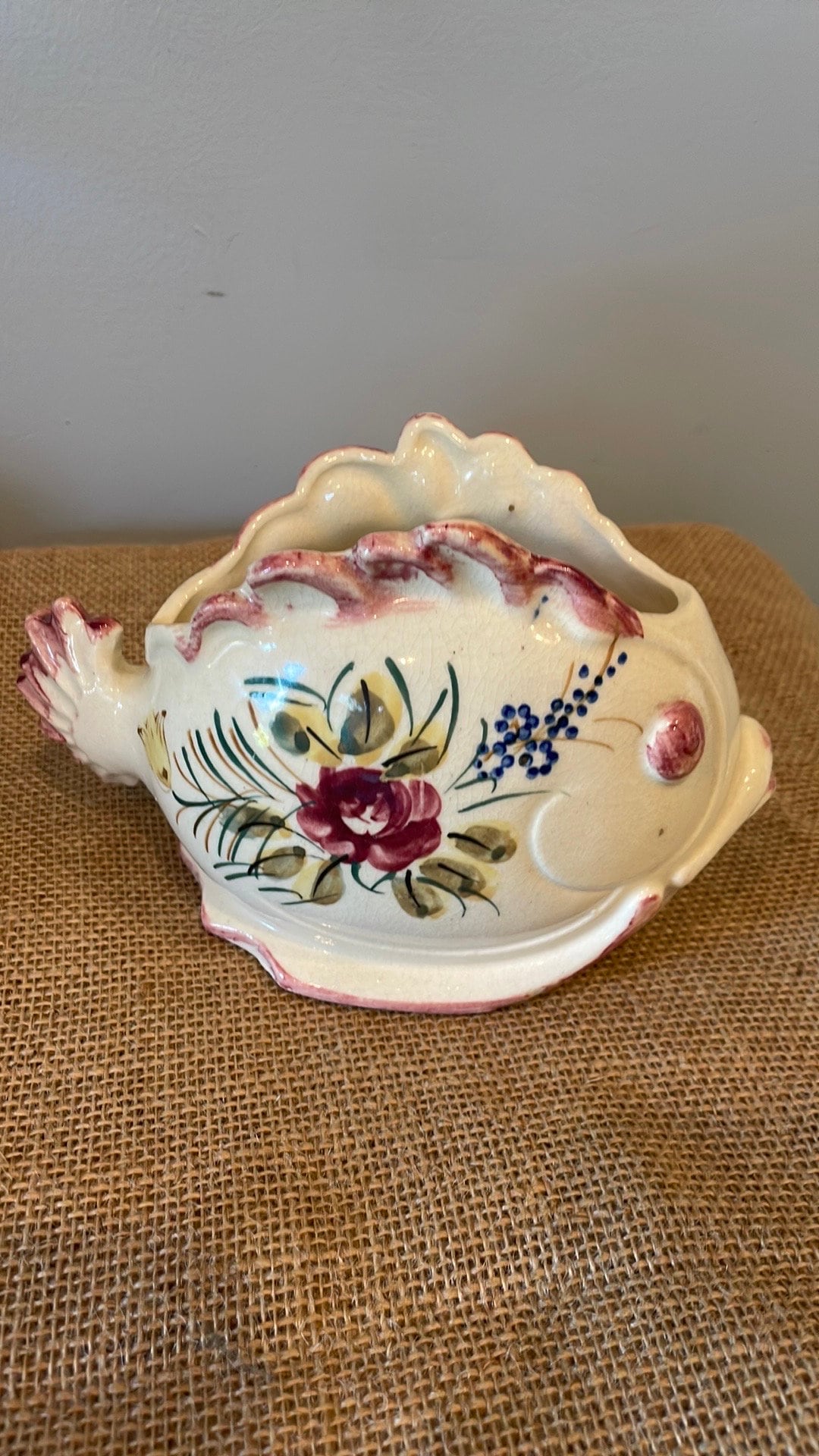 Vintage Cream Pucker Fish Planter /small Storage - Etsy
