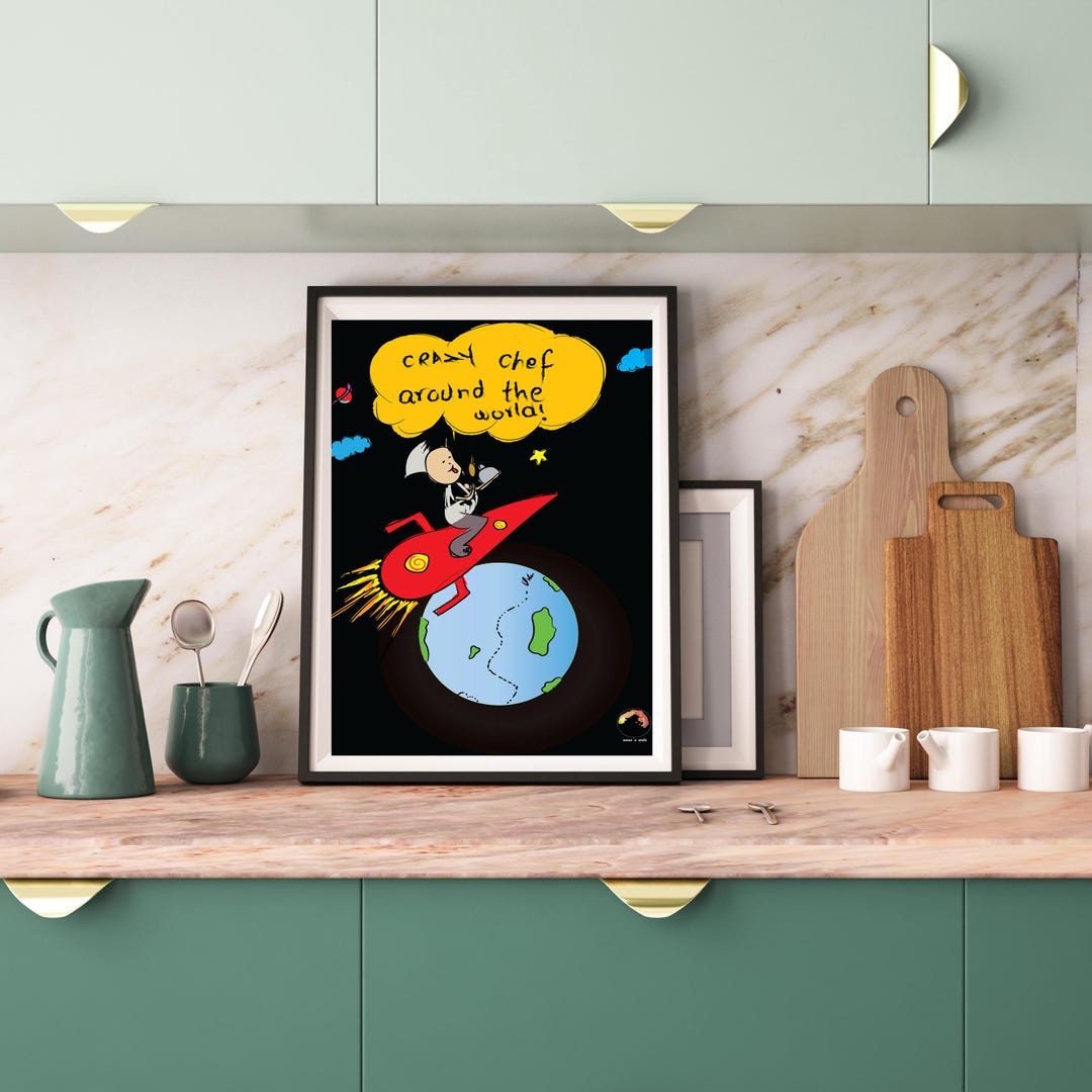 Chef Art for Kitchen Decor/beautifully Drawn Chef Art Print, Kitchen ...