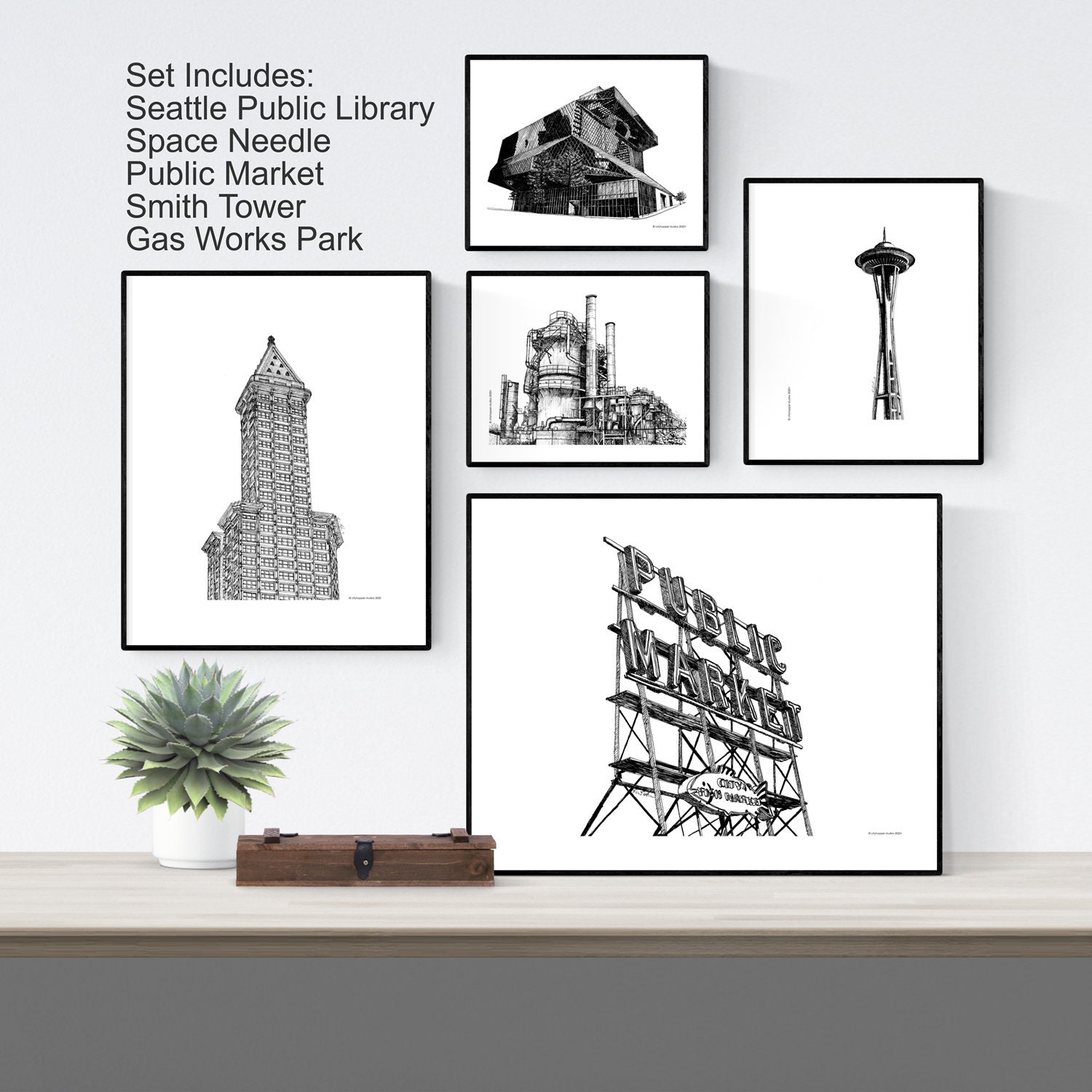 Printable Seattle Wall Art Bundle Digital Seattle Landmarks - Etsy