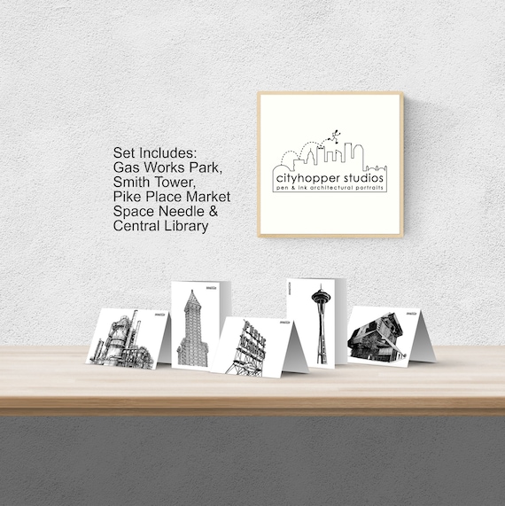 Printable Seattle Greeting Cards Digital Seattle Note Cards - Etsy