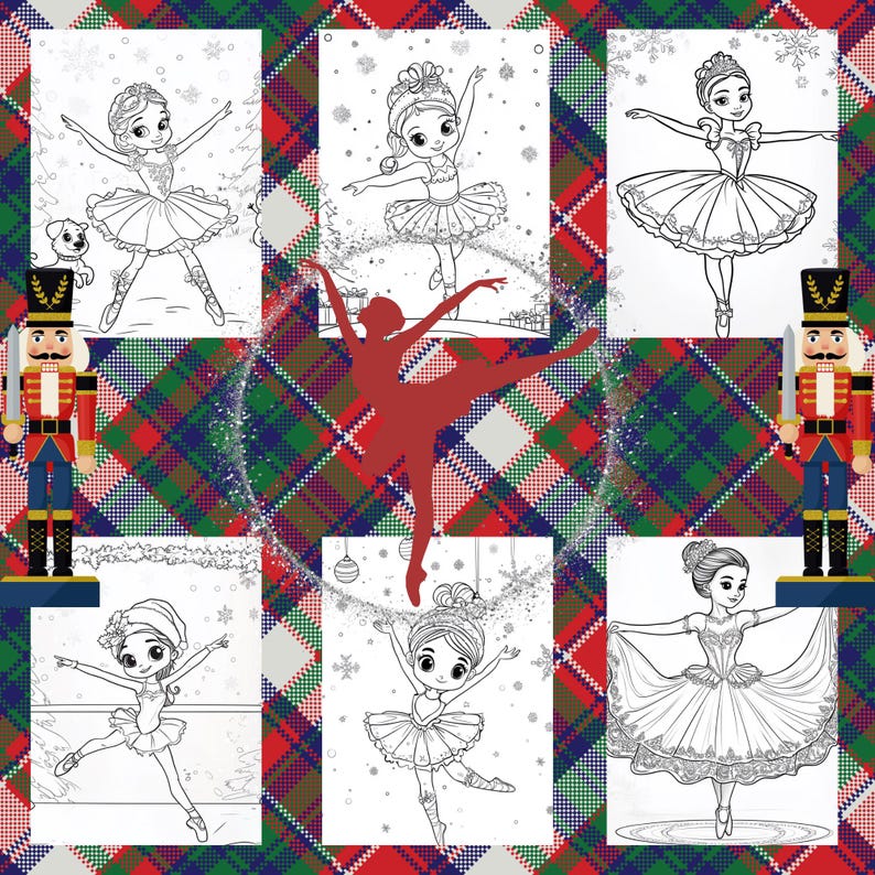 A Ballerina Christmas Coloring Book for Kids – 30 Festive, Easy-to ...