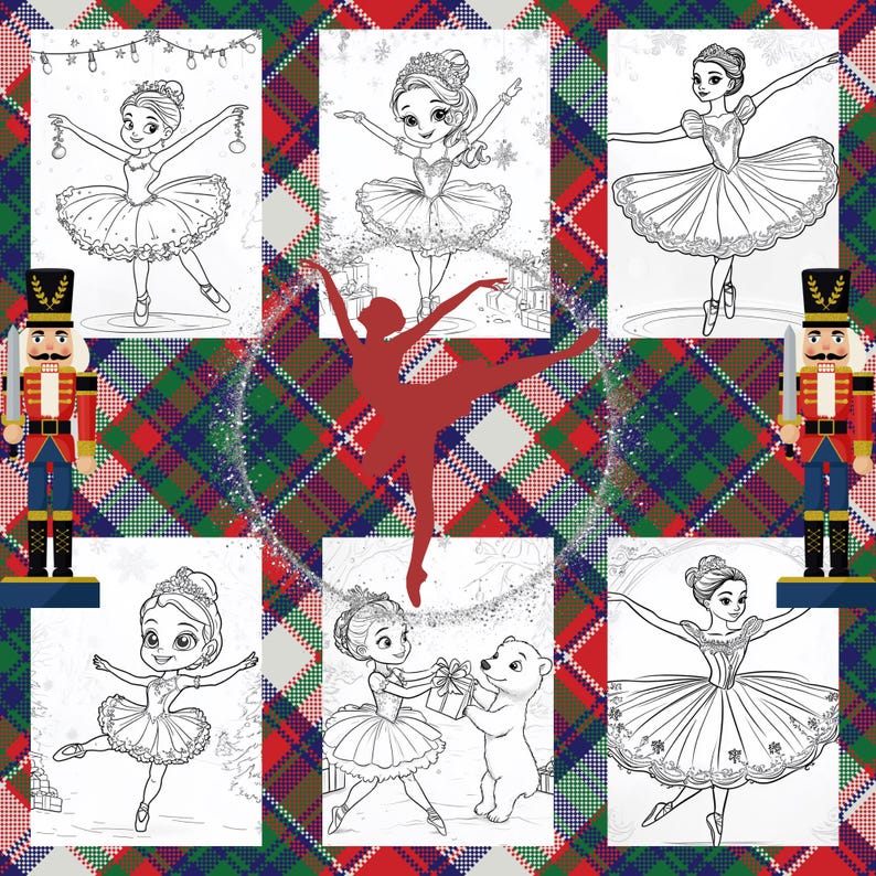 A Ballerina Christmas Coloring Book for Kids – 30 Festive, Easy-to ...
