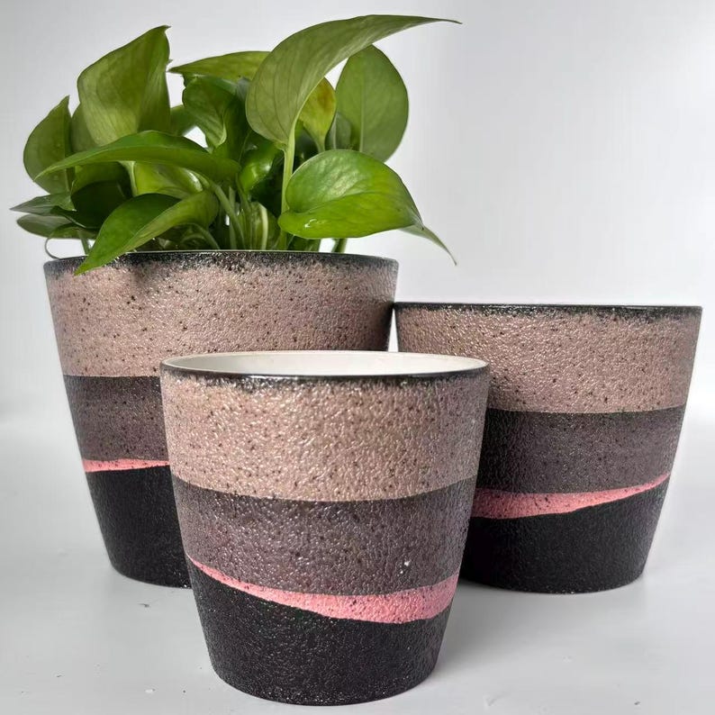 Stone-like Texture Flower Pot Set (3-piece) - Modern Home & Garden ...