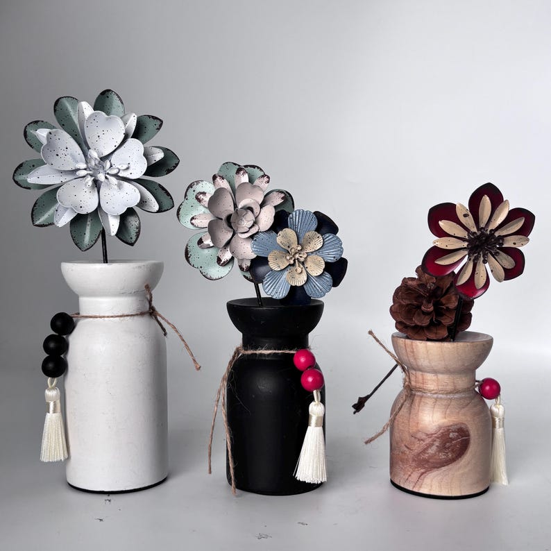 Handcrafted Rustic Iron Flower Garden Stakes, Home and Garden Decor - Etsy