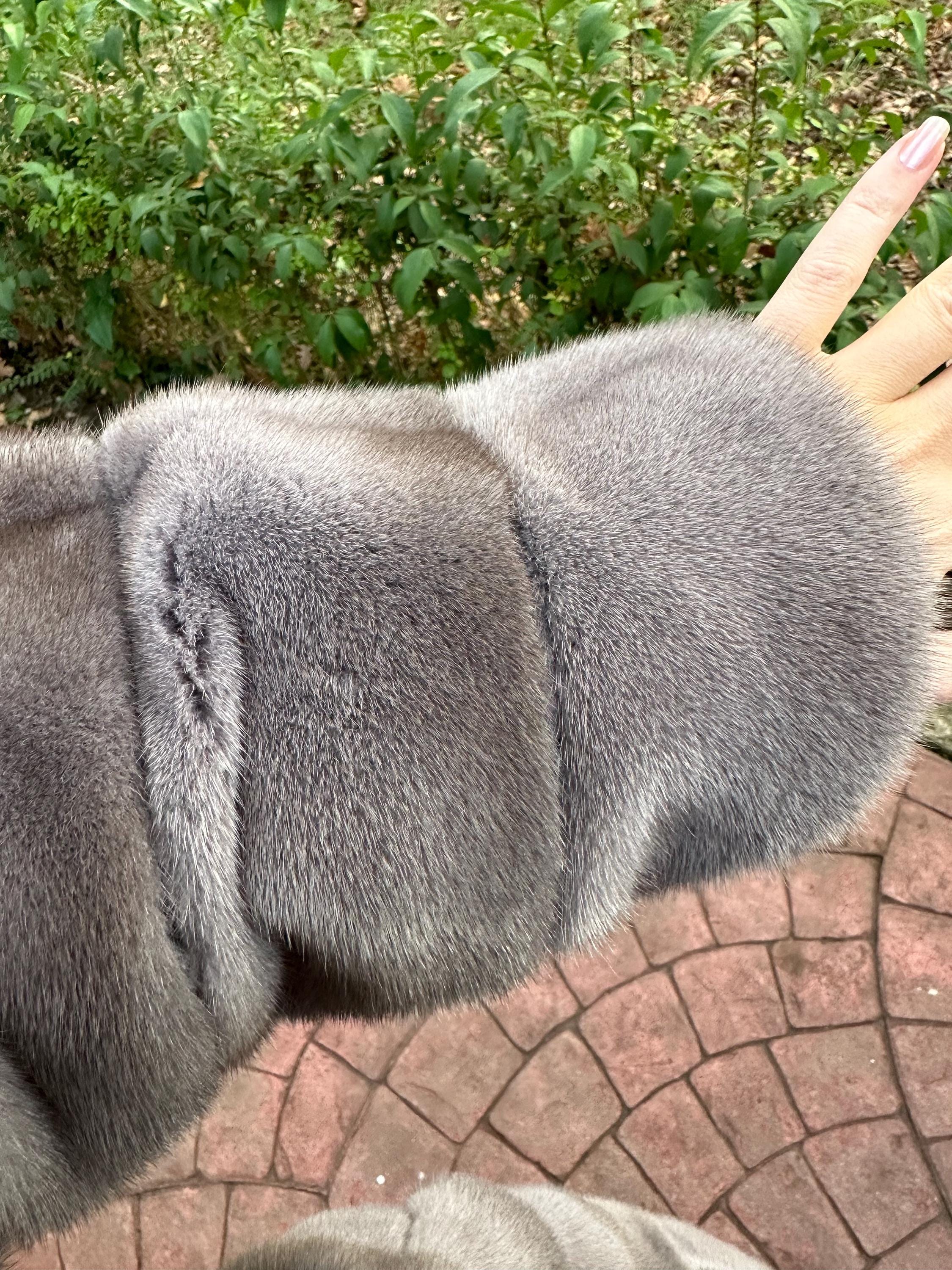 New Grey Mink Fur Coat in Medium Size, Highest Mink Fur Quality, Never ...