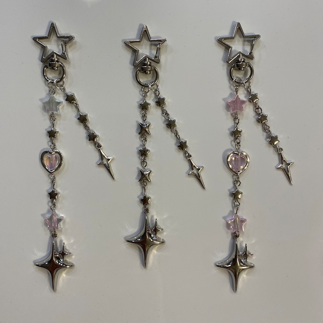 Silver Star Keychain, Y2K Cyber Stainless Steel, Handmade Jewelry ...