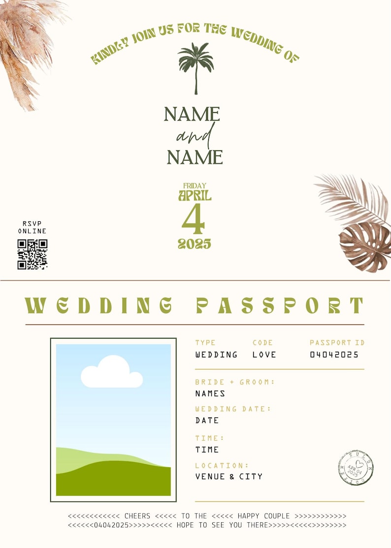 Destination Wedding Invitation Passport Template (digital Download) - Etsy